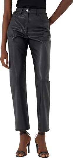 French Connection Etta Palmira Straight Leg Faux Leather Pants ...
