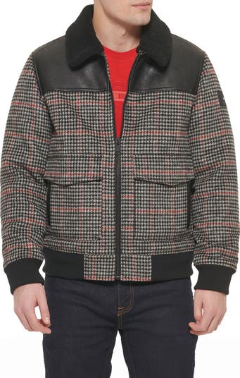 Tommy Hilfiger Faux Shearling Collar Water Resistant Bomber Jacket ...