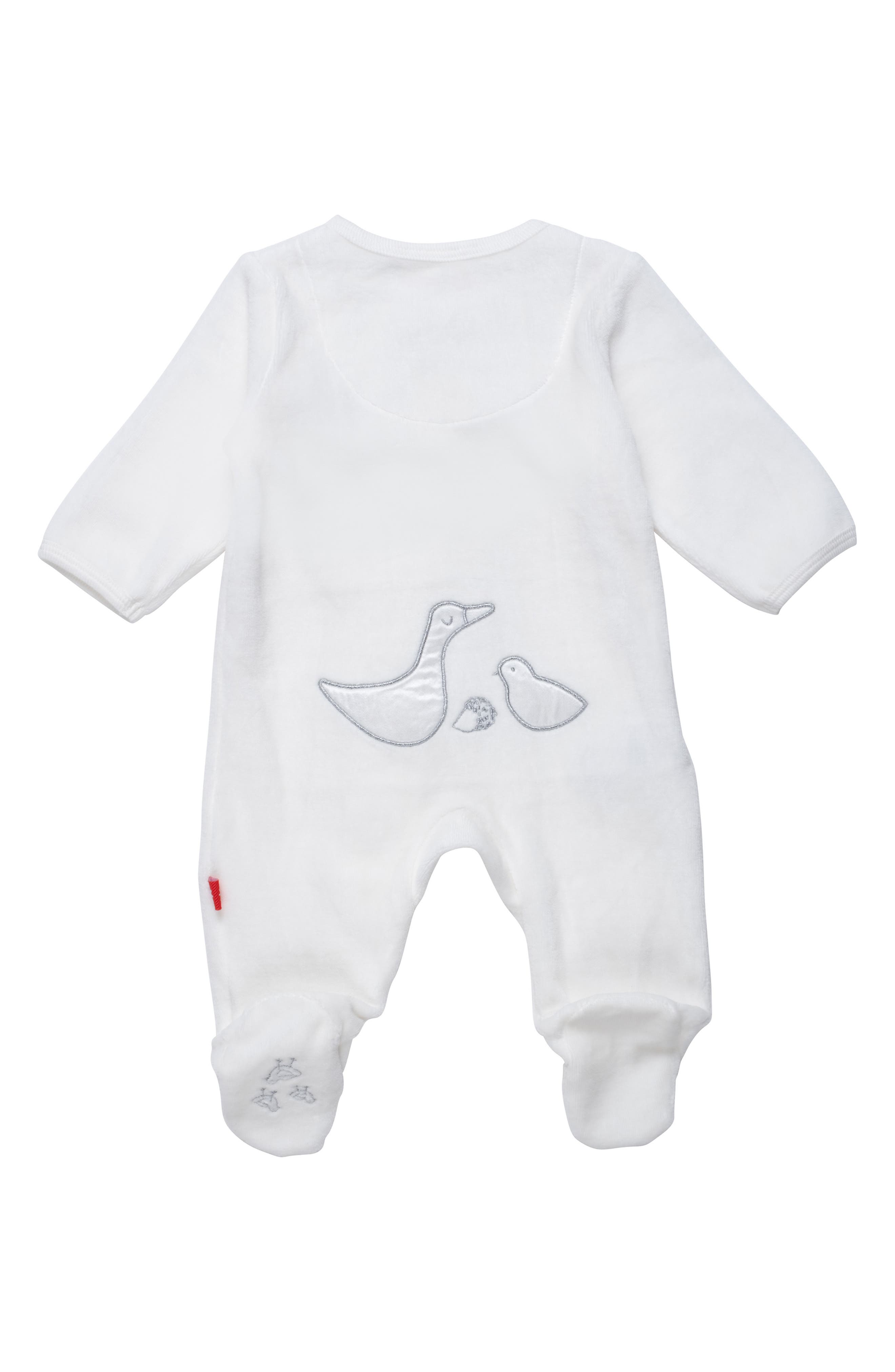 Magnetic Me Little Duckling Embroidered Velour Footie | Nordstrom