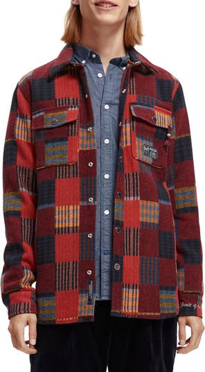 Scotch & Soda Jacquard Patchwork Snap-Up Shirt Jacket | Nordstrom