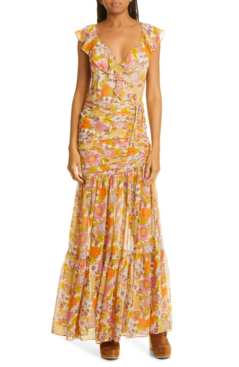 Veronica Beard Alannah Ruffle Silk Maxi Dress | Nordstromrack