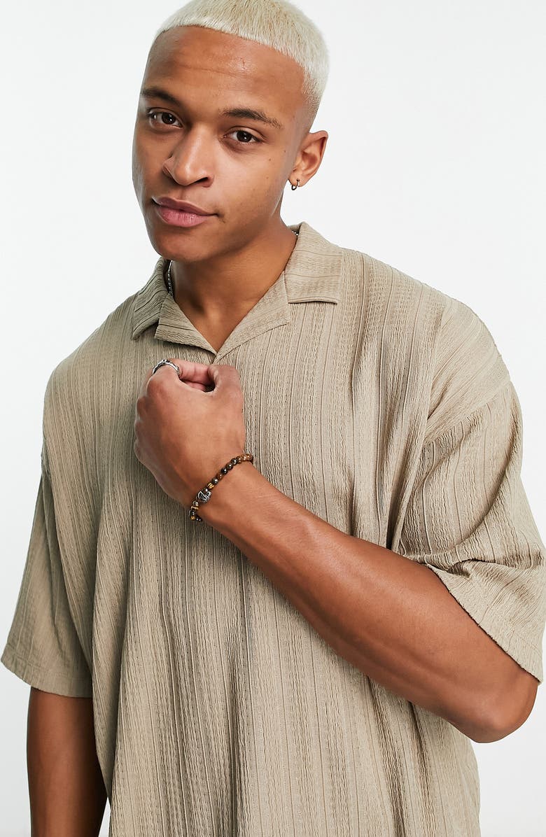 ASOS DESIGN Textured Oversize Polo Camp Shirt | Nordstrom