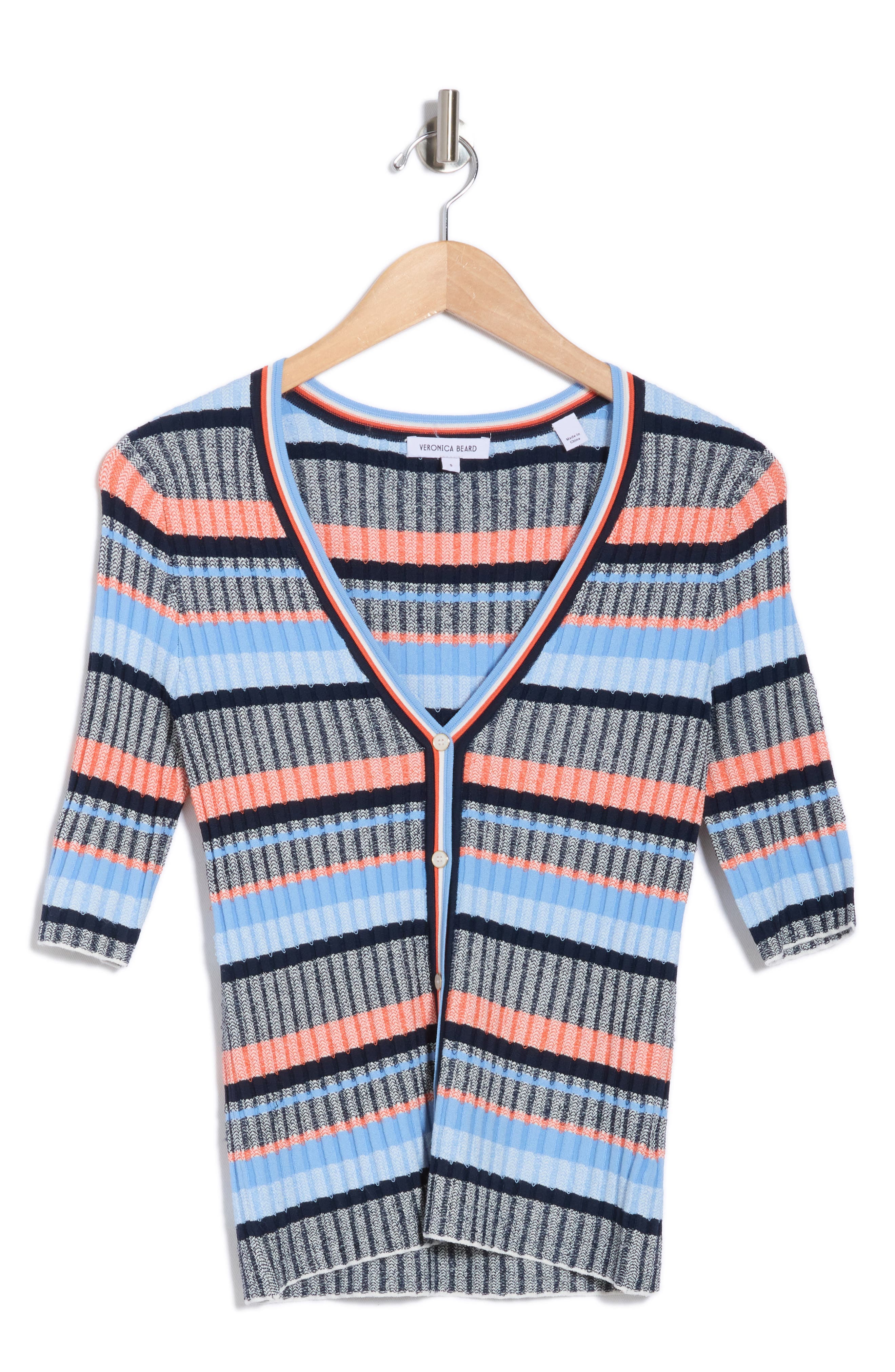 Veronica Beard Calliope Stripe Elbow Sleeve Cardigan | Nordstromrack