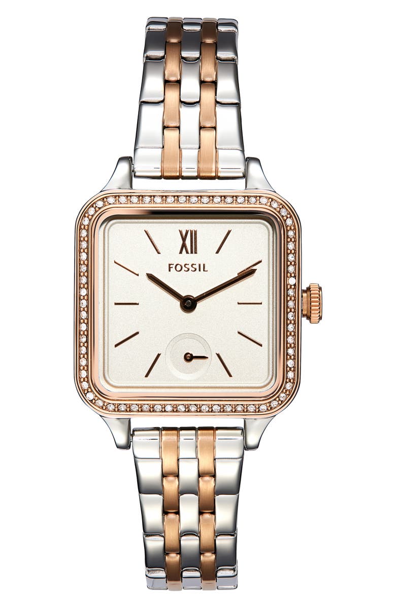 Fossil Colleen Crystal Embellished Two-Tone Bracelet Watch, 28mm ...