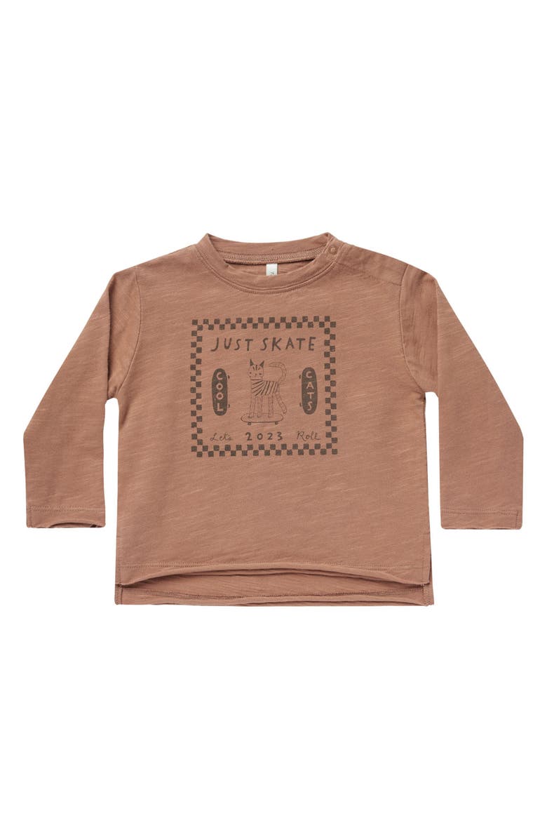 Rylee + Cru Just Skate Long Sleeve Raw Edge Cotton Graphic T-Shirt ...
