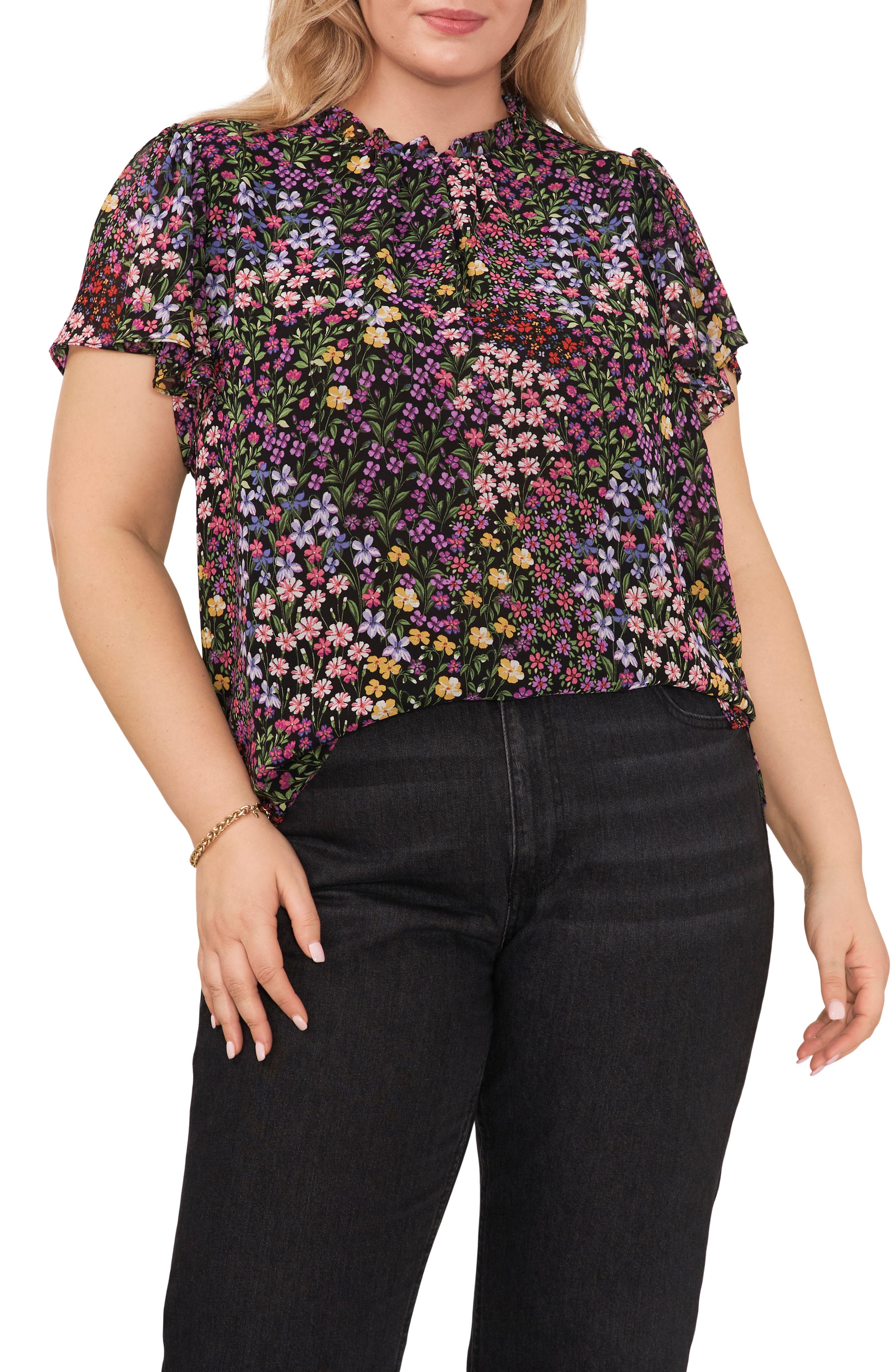 1.STATE Floral Print Chiffon Blouse | Nordstromrack