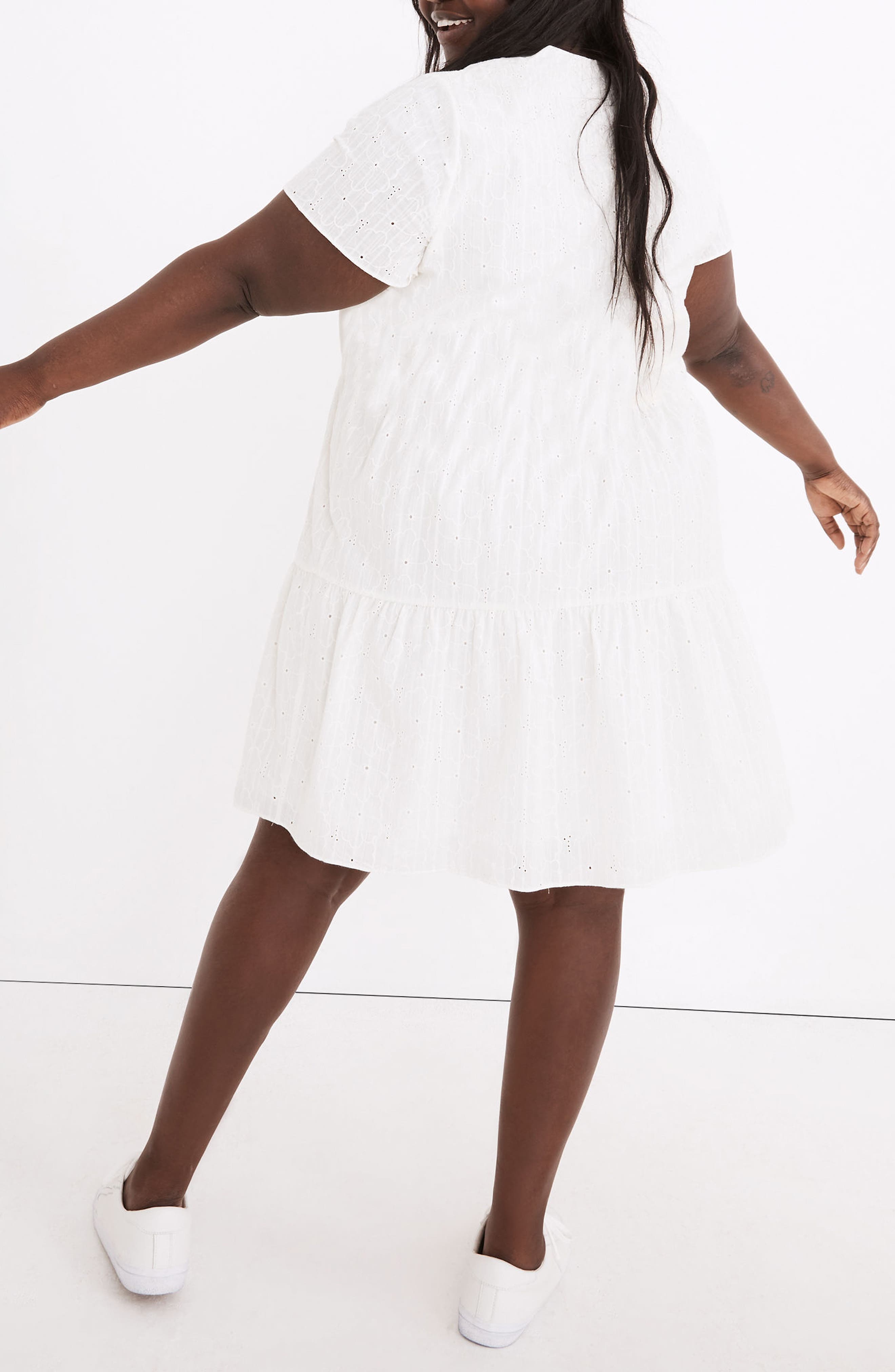 Madewell Embroidered Eyelet Button Front Tiered Dress | Nordstromrack