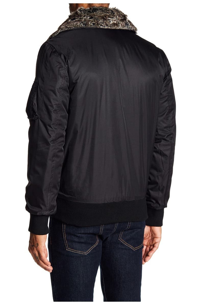 XRAY Faux Fur Trim Patch Embellished Flight Jacket | Nordstromrack