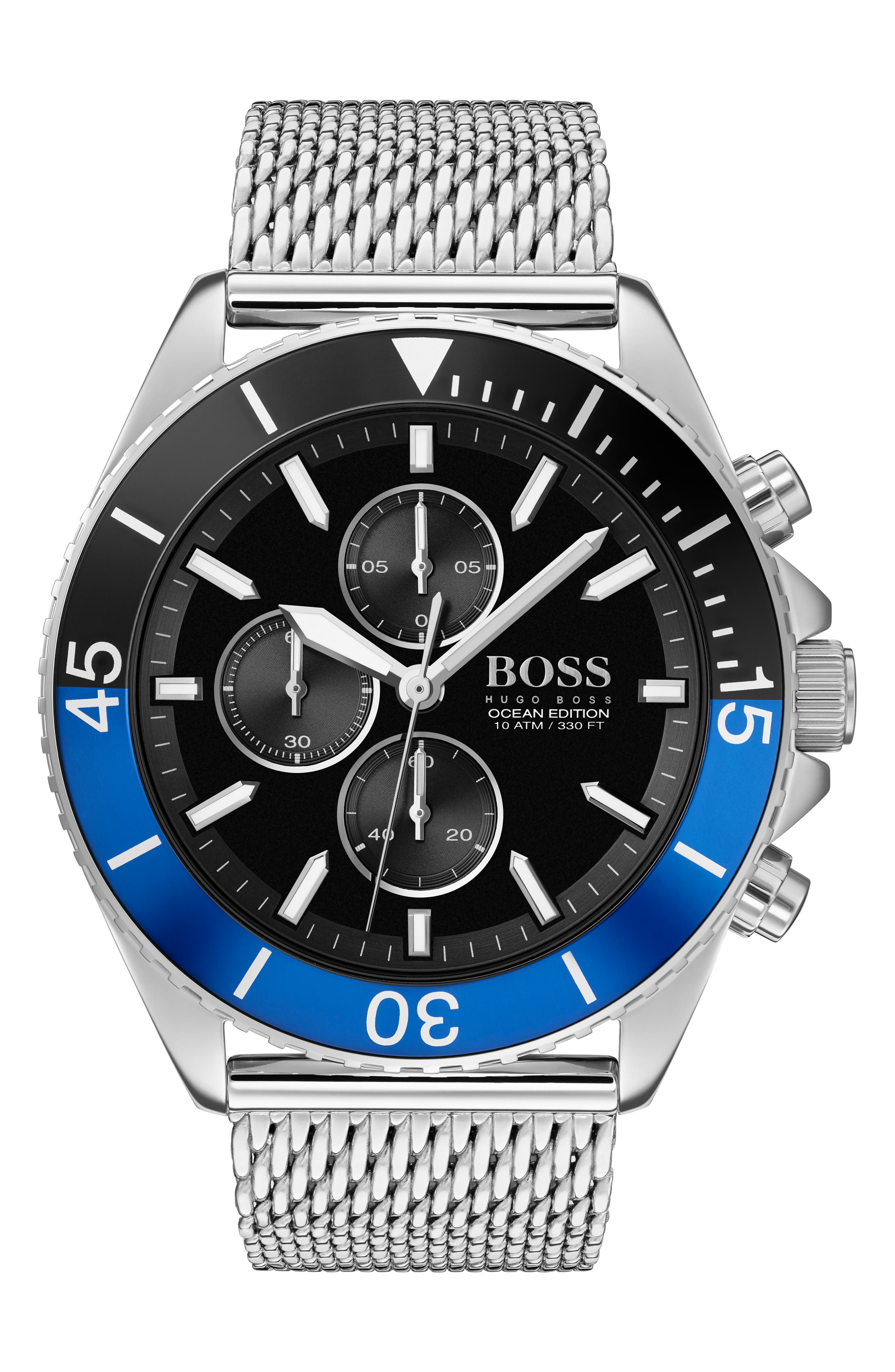 BOSS Ocean Edition Chronograph Mesh Strap Watch, 46mm | Nordstrom