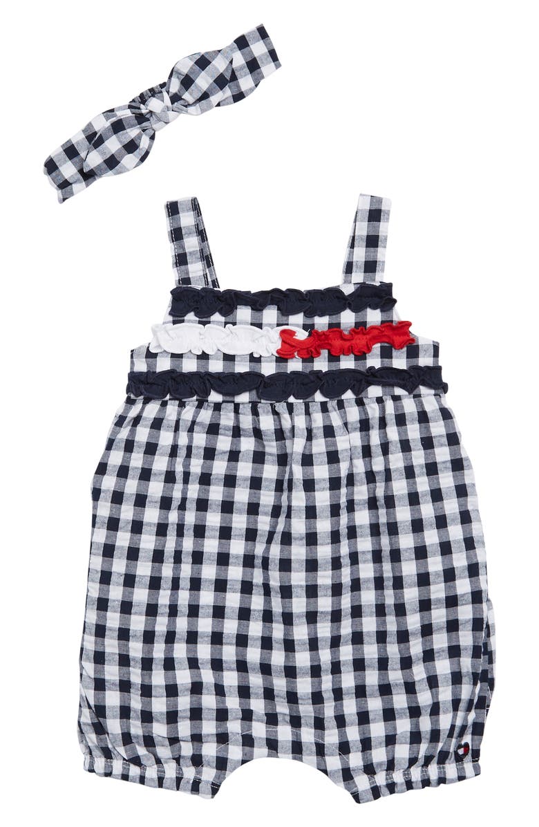Tommy Hilfiger Gingham Sunsuit & Headband Set | Nordstromrack