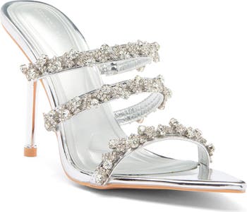 AZALEA WANG Eureka Crystal Embellished Clear Heel Sandal (Women ...