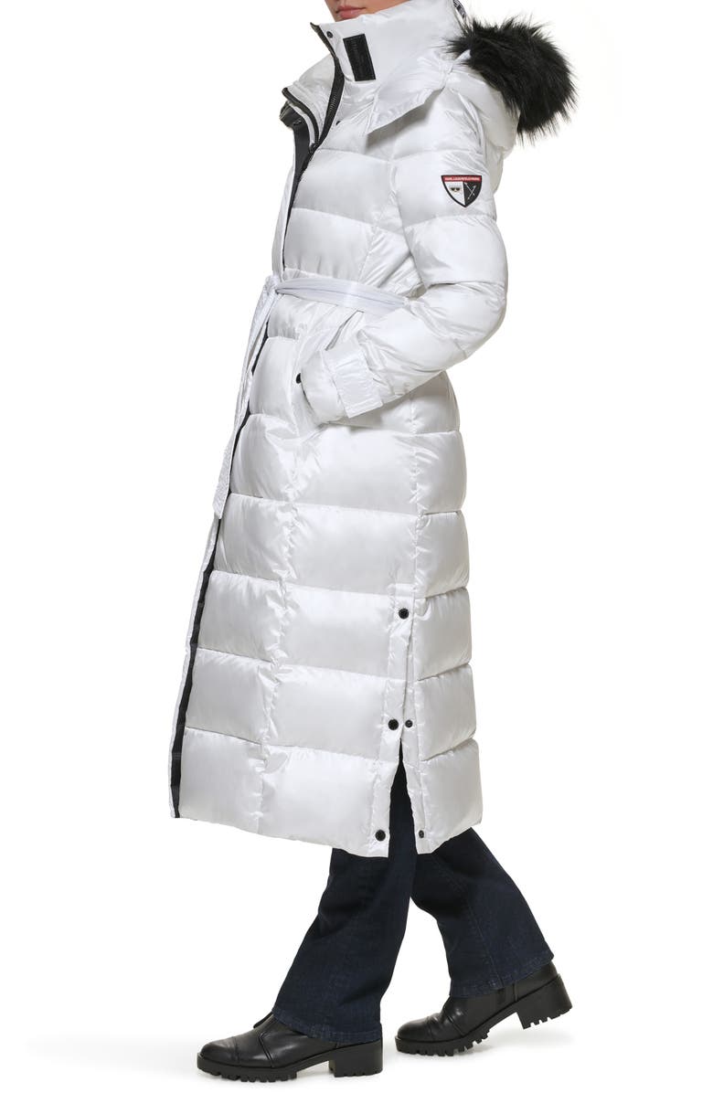 KARL LAGERFELD PARIS Down & Polyester Fill Longline Puffer Jacket with ...