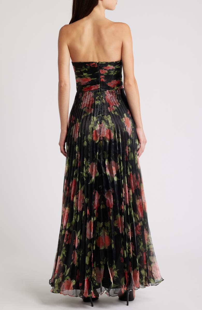 Lulus Mesmerizing Forever Floral Pleated Strapless Cocktail Dress ...