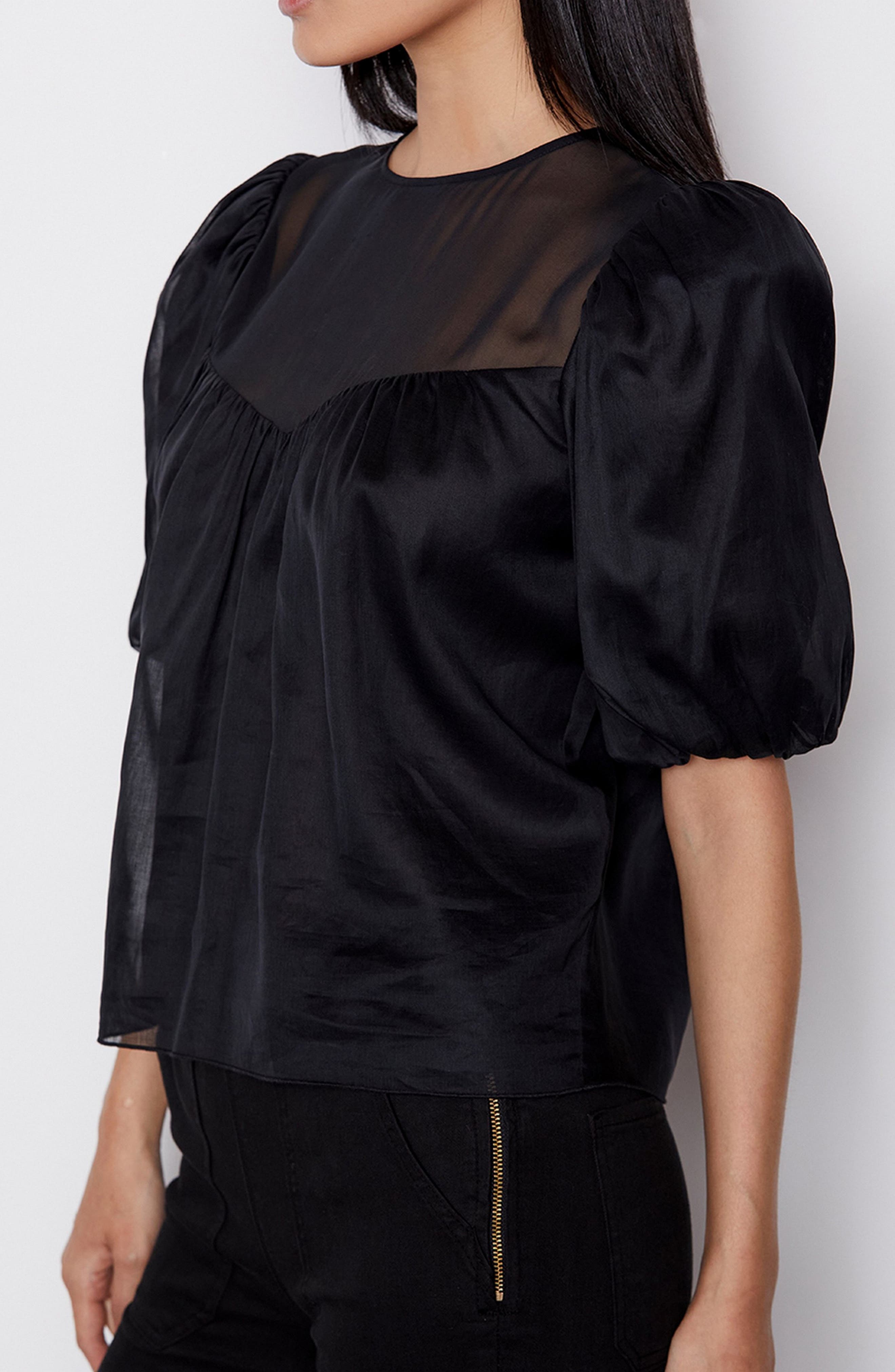 Sheer Inset Silk Organza Top (Women) | Nordstromrack
