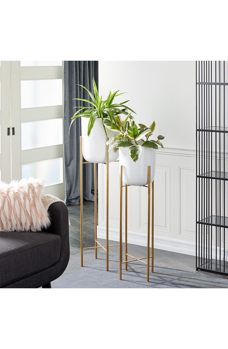COSMO BY COSMOPOLITAN White Metal Glam Planter with Removable Stand ...