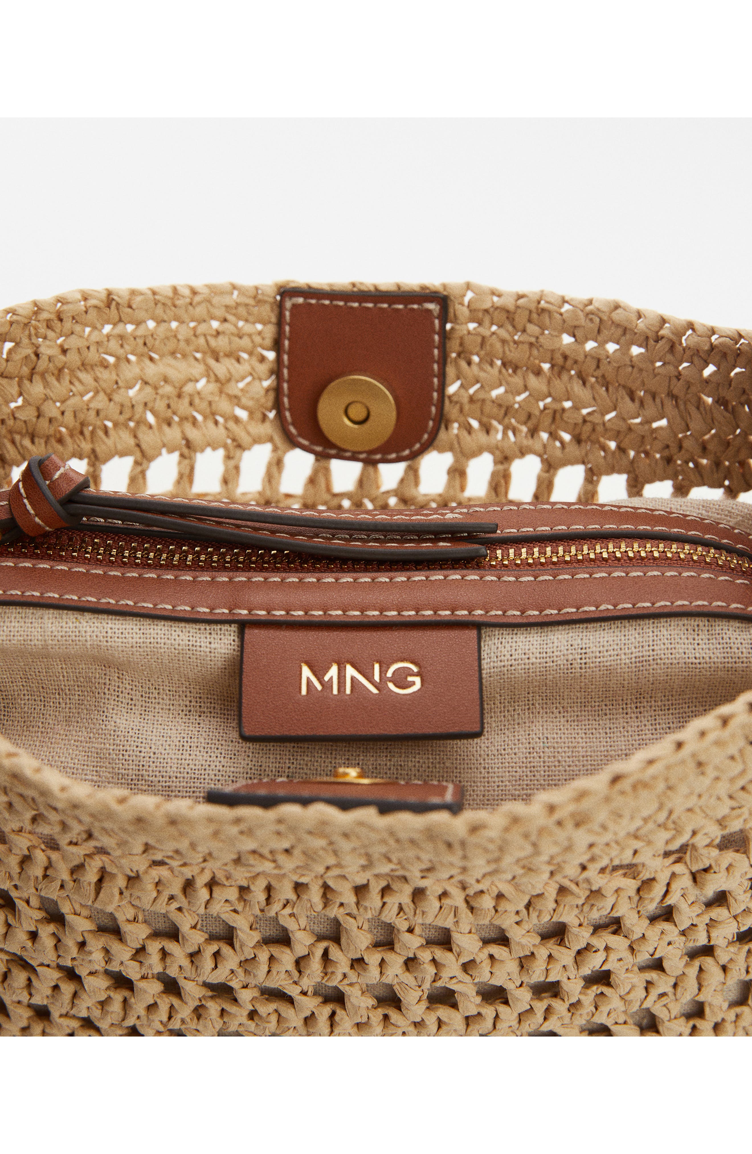 MANGO Large Valeta Crocheted Raffia Bag | Nordstrom