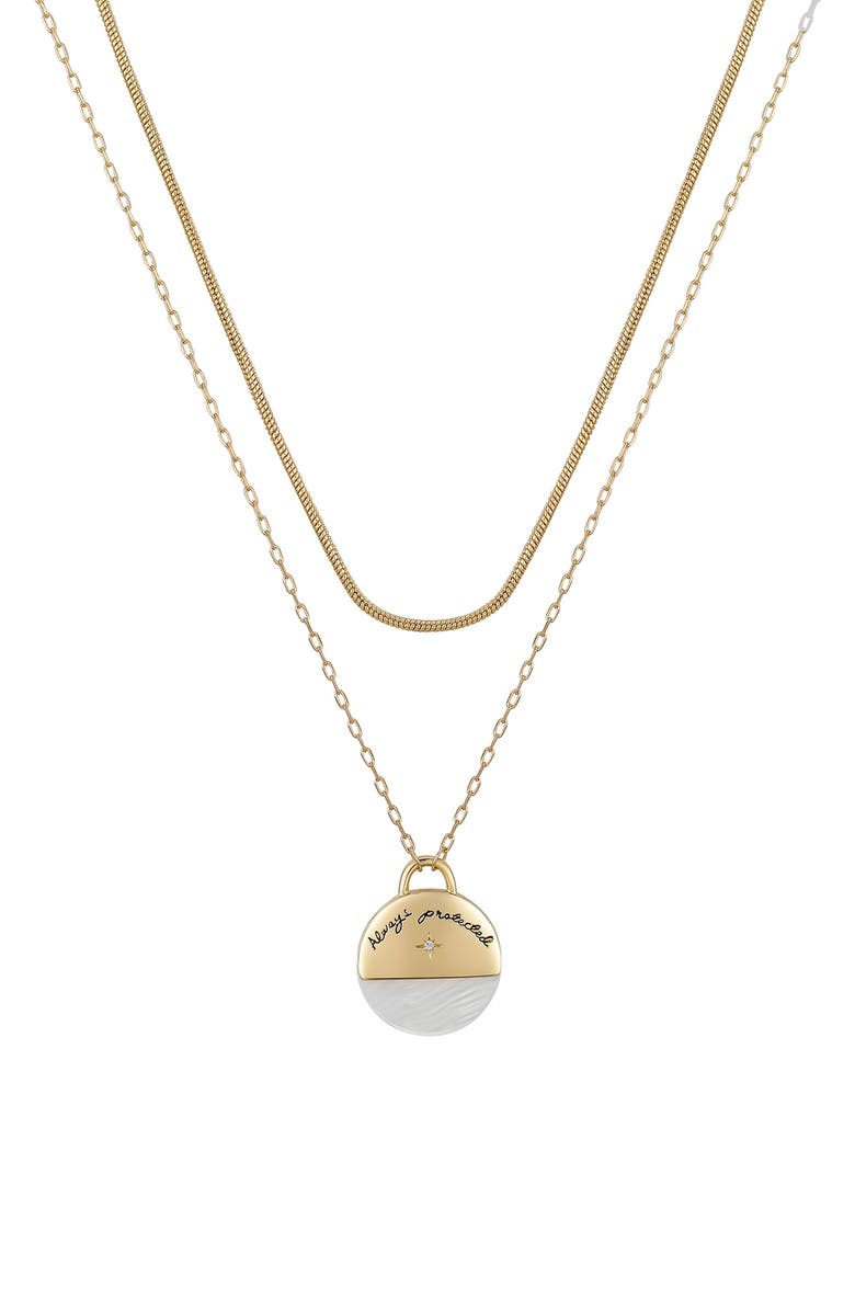 LA ROCKS Set of 2 Mother-of-Pearl Evil Eye Pendant & Snake Chain ...