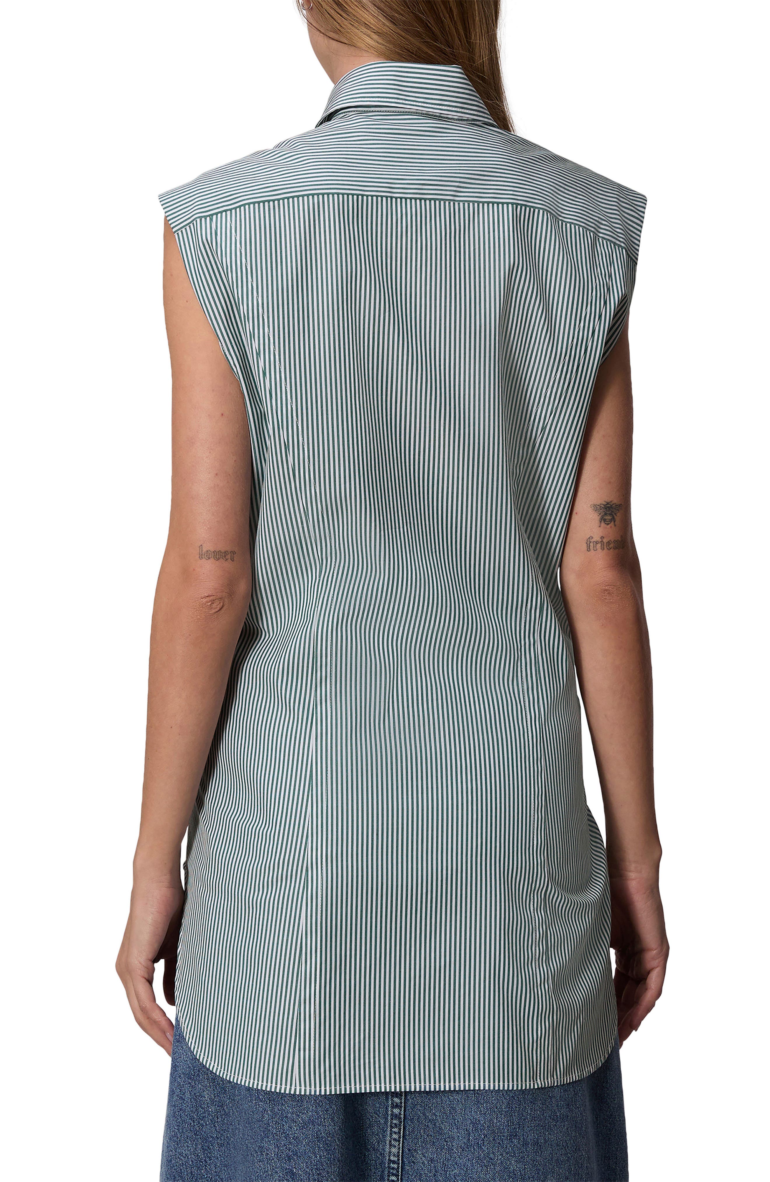 rag & bone Indiana Stripe Asymmetric Sleeveless Button-Up Shirt ...