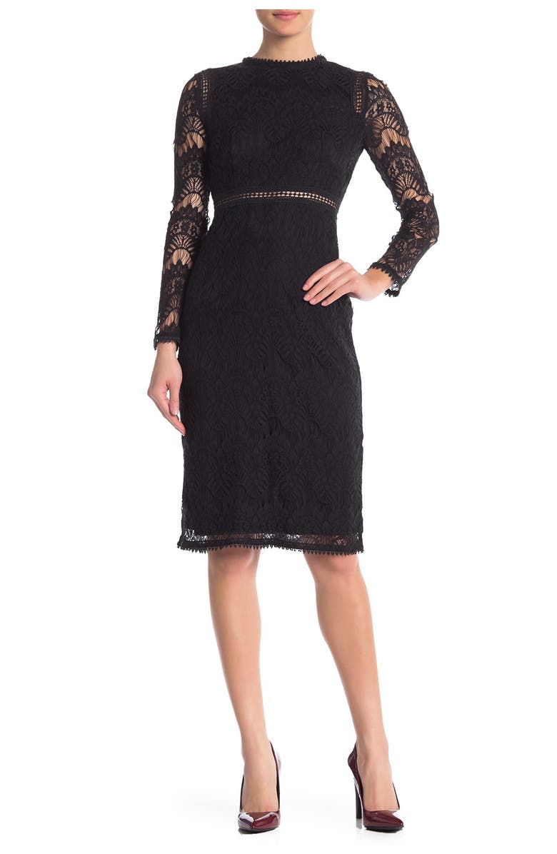 BY DESIGN Lace Long Sleeve Midi Dress | Nordstromrack