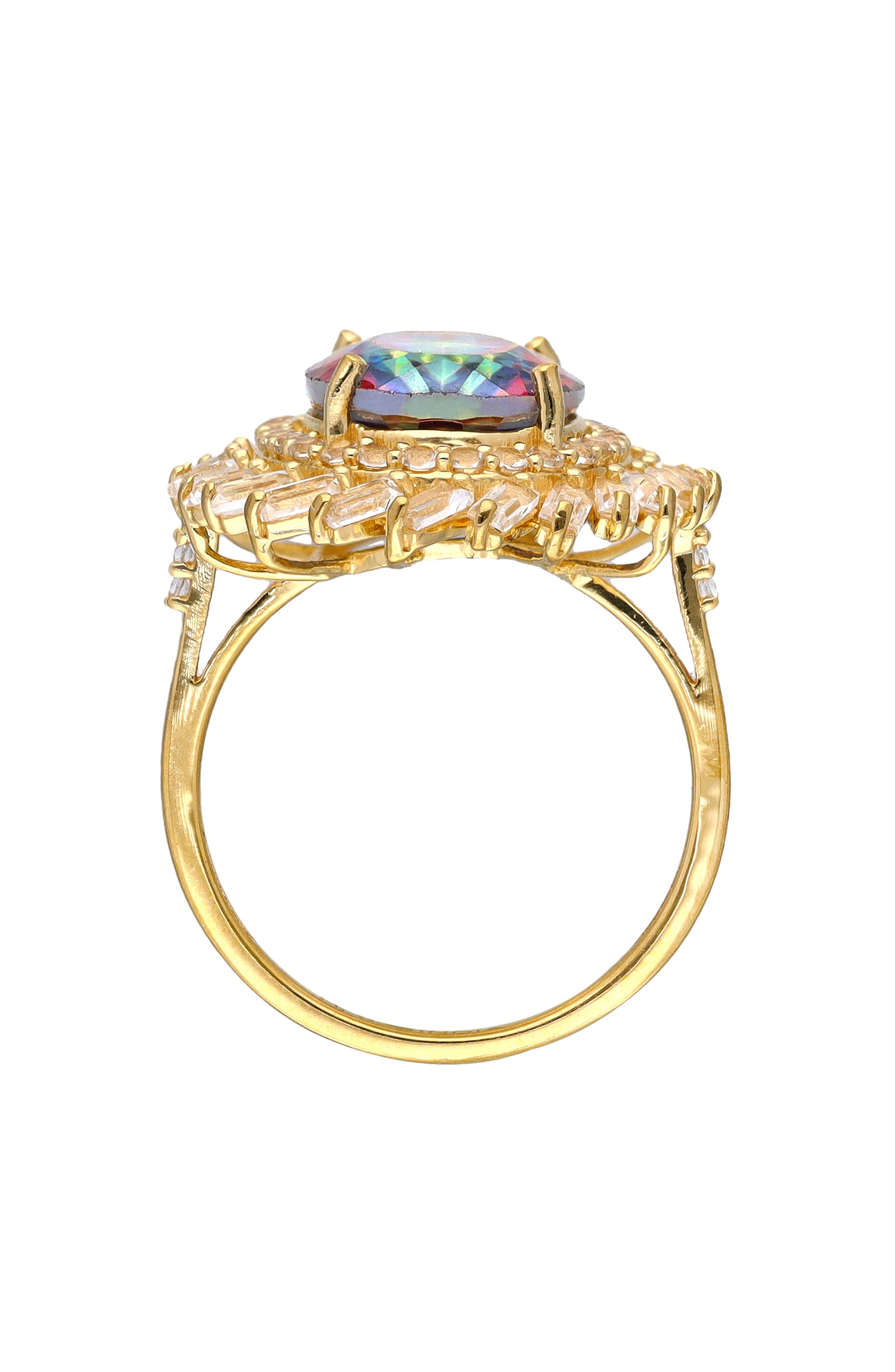 YS GEMS Rainbow Quartz Double Halo Cocktail Ring | Nordstromrack