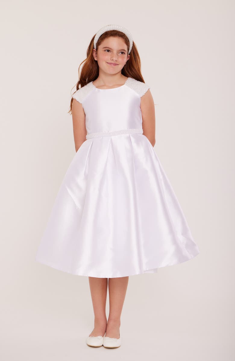 Iris & Ivy Kids' Imitation Pearl Cap Sleeve First Communion Dress ...