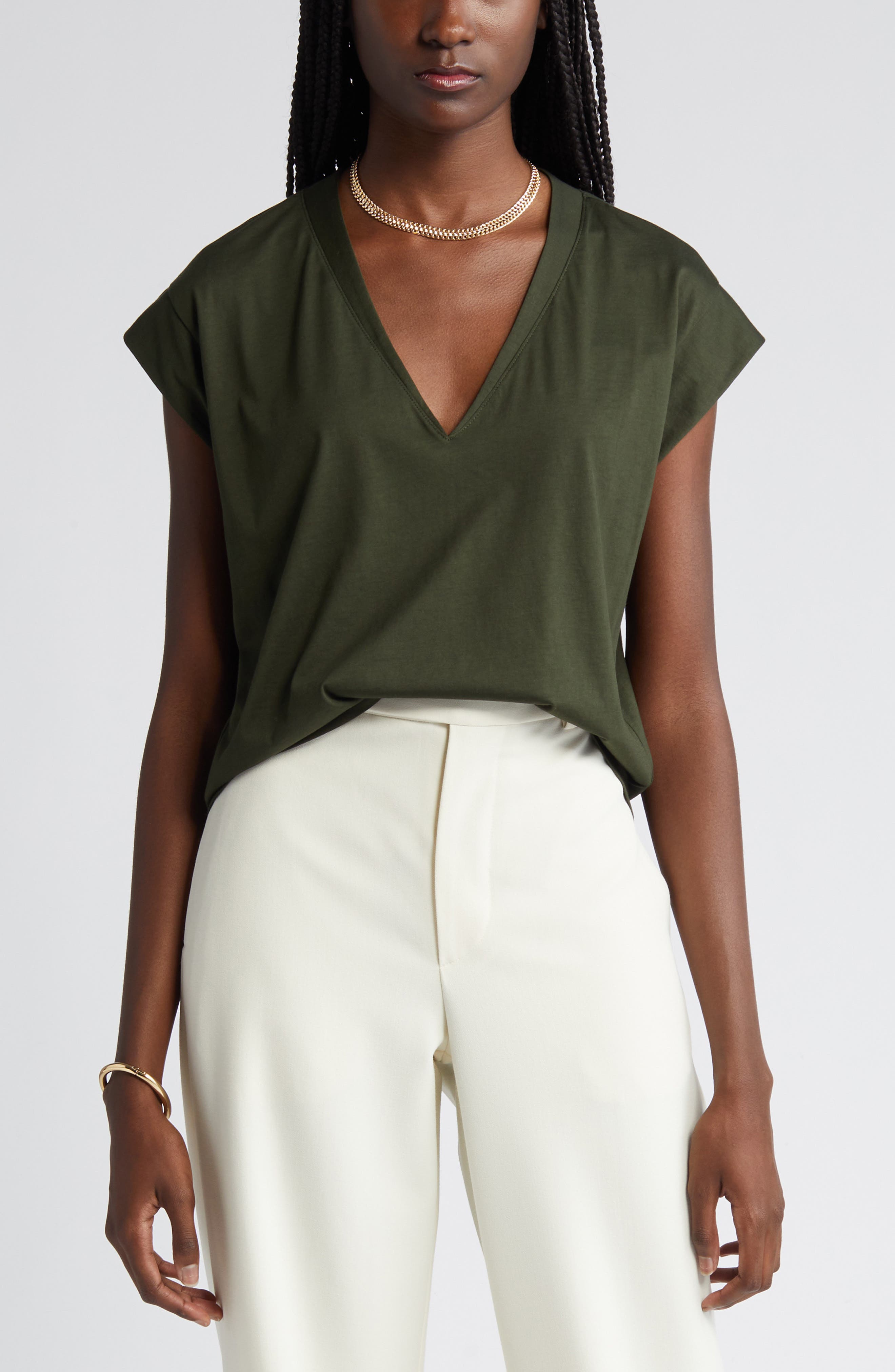 FRAME Le Mid Rise V-Neck T-Shirt | Nordstrom