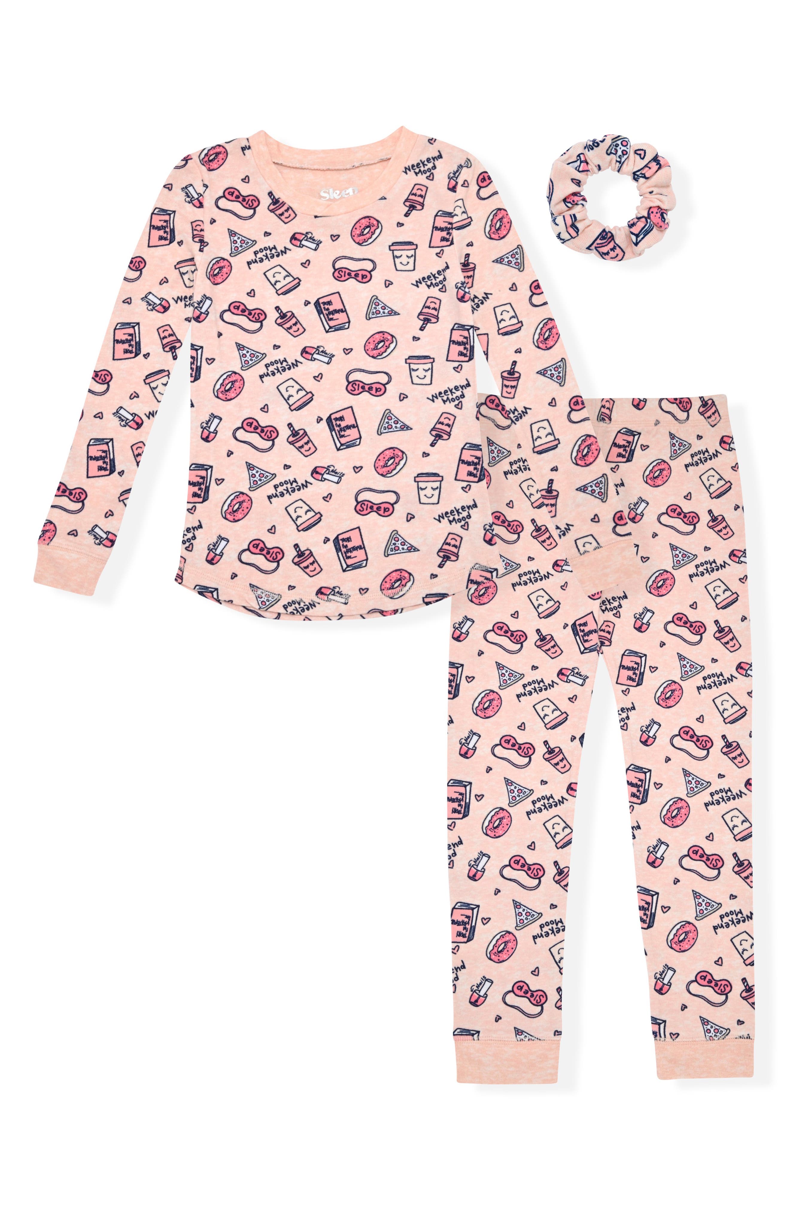 SLEEP ON IT Kids' Weekend Mood Fitted Two-Piece Pajamas & Scrunchie Set ...