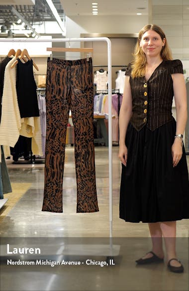 Good American Animal Print Sheer Mesh Micro Bootcut Pants | Nordstromrack