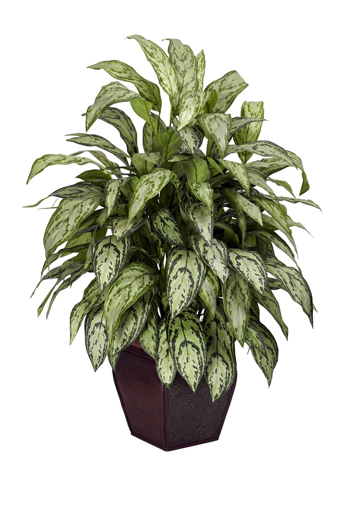 NEARLY NATURAL Silver Queen with Decorative Planter Silk Plant ...