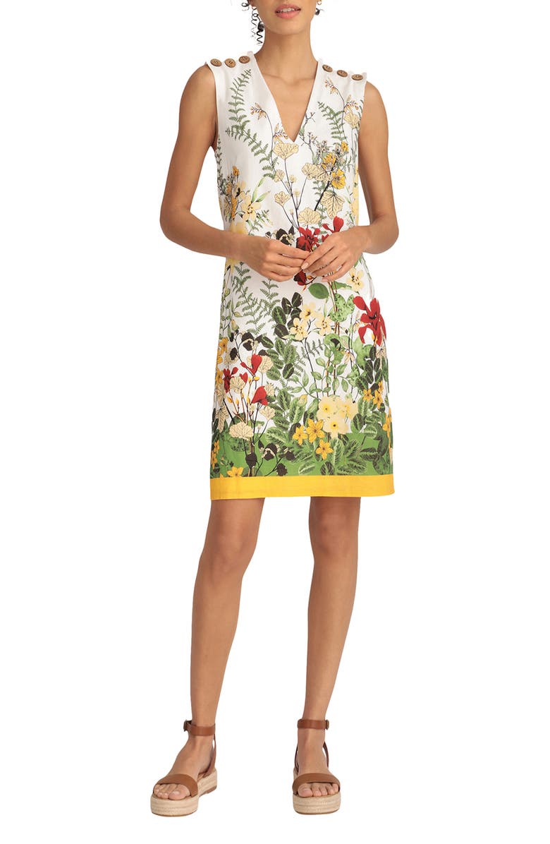 London Times V-Neck Button Shoulder Floral Print Shift Dress ...
