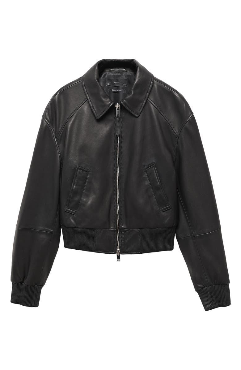 MANGO Leather Aviator Jacket | Nordstrom