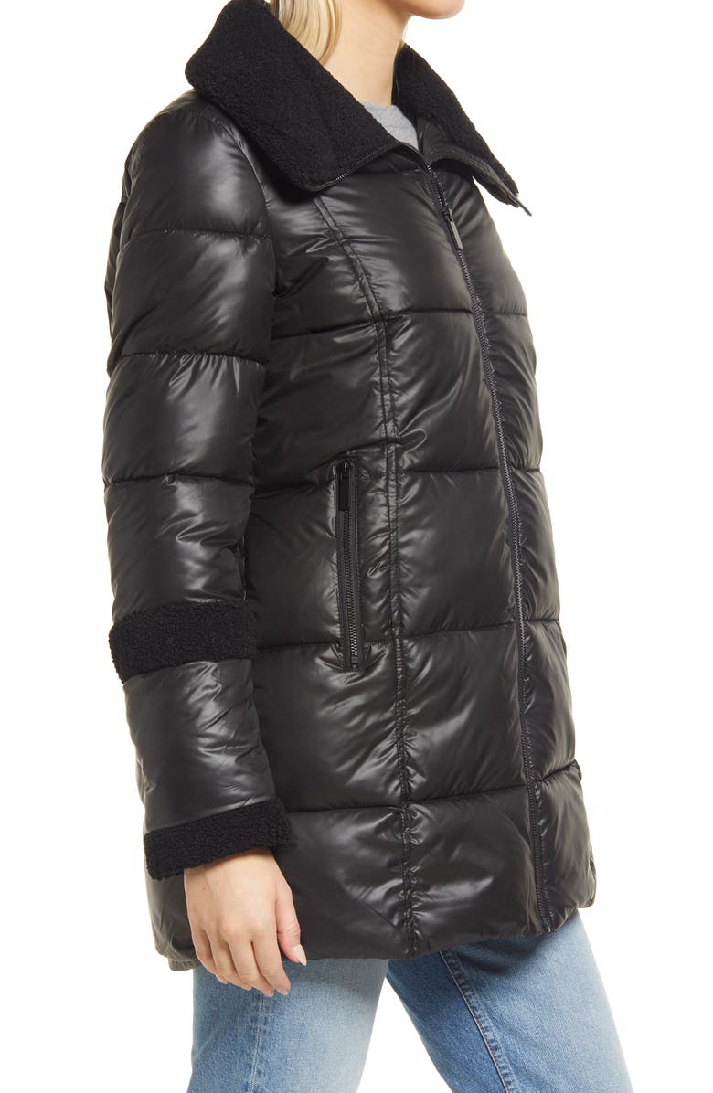 French Connection Berber Trim Water Repellent Puffer Jacket | Nordstrom