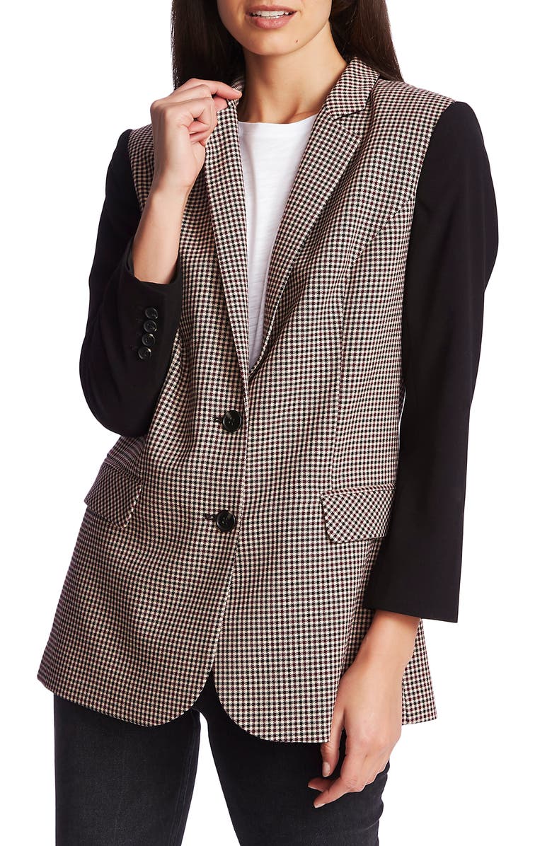 1.STATE Mini Houndstooth Mixed Media Blazer | Nordstromrack