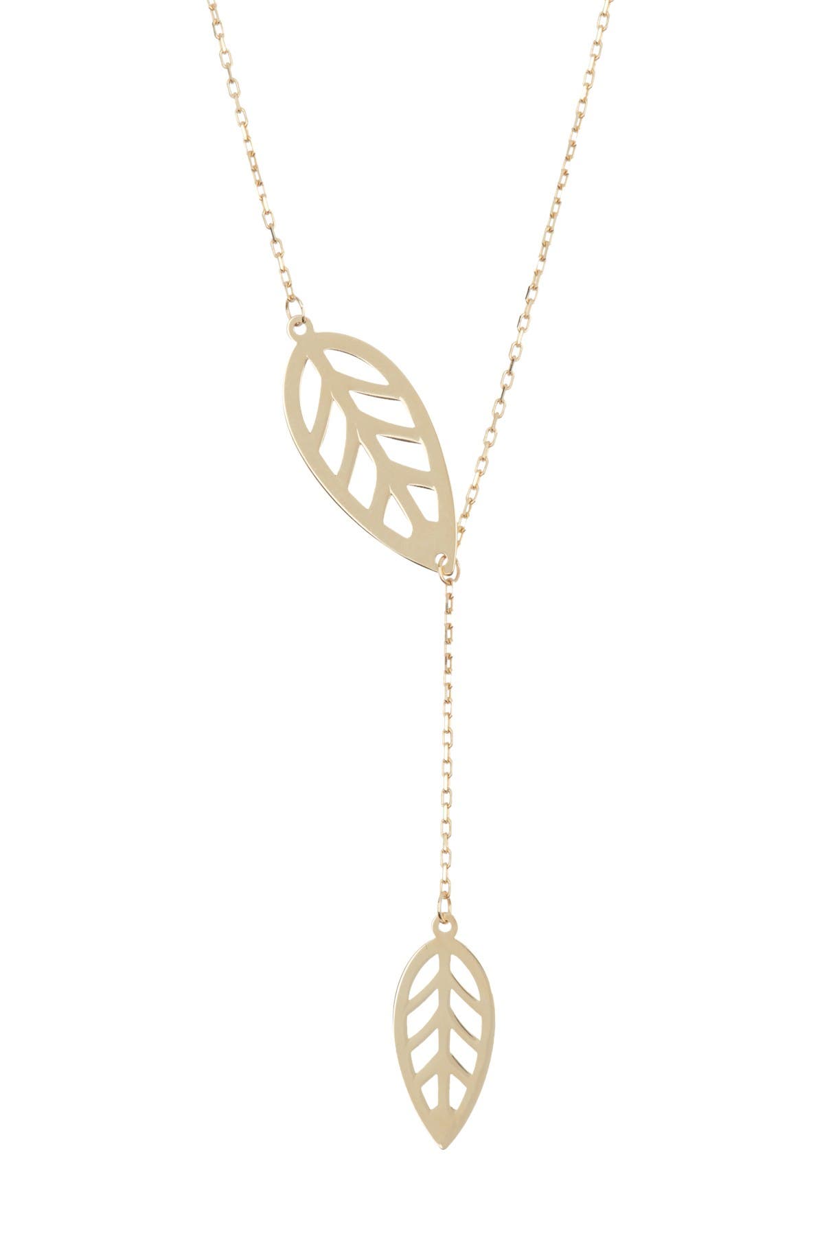 KARAT RUSH 14K Yellow Gold Open Leaf Lariat Necklace | Nordstromrack