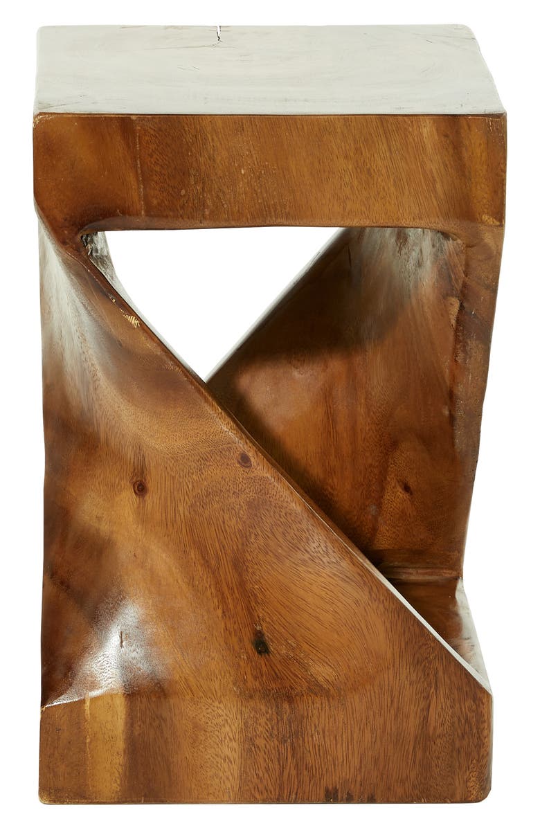 GINGER BIRCH STUDIO Brown Suar Wood Handmade Accent Table with Spiral ...