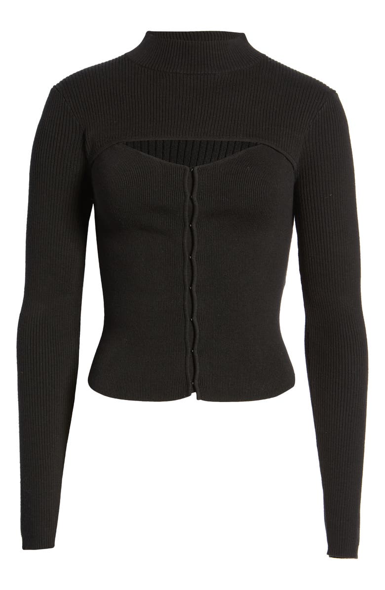 Open Edit Cutout Detail Cotton Blend Corset Sweater | Nordstrom
