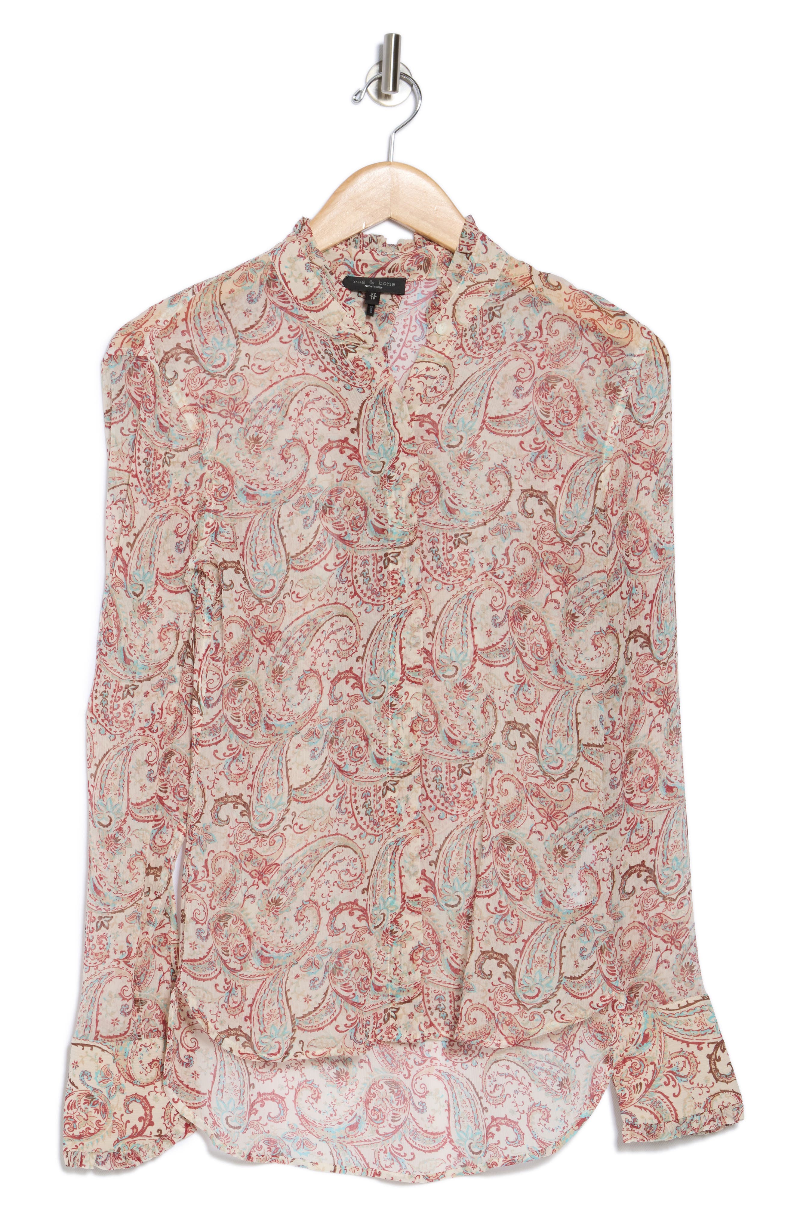 rag & bone Jordan Print Silk Blend Shirt | Nordstromrack