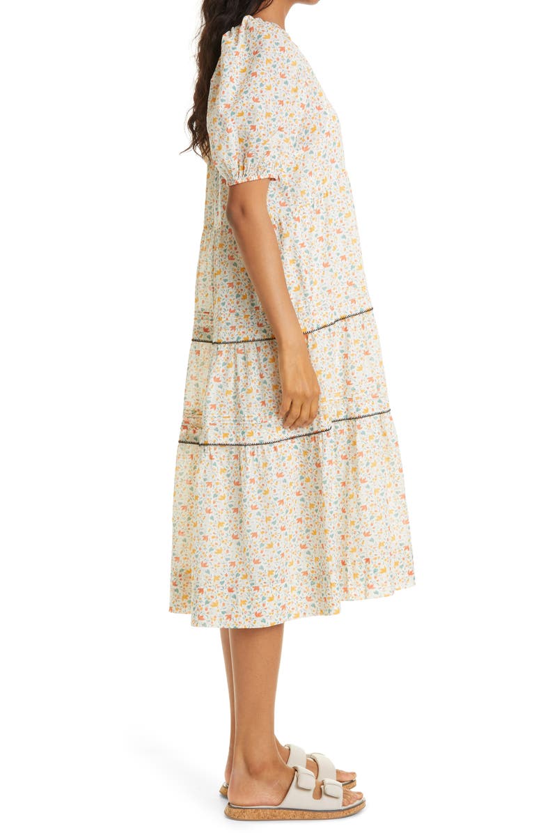 THE GREAT. The Whipstitched Ravine Floral Tiered Midi Dress | Nordstromrack