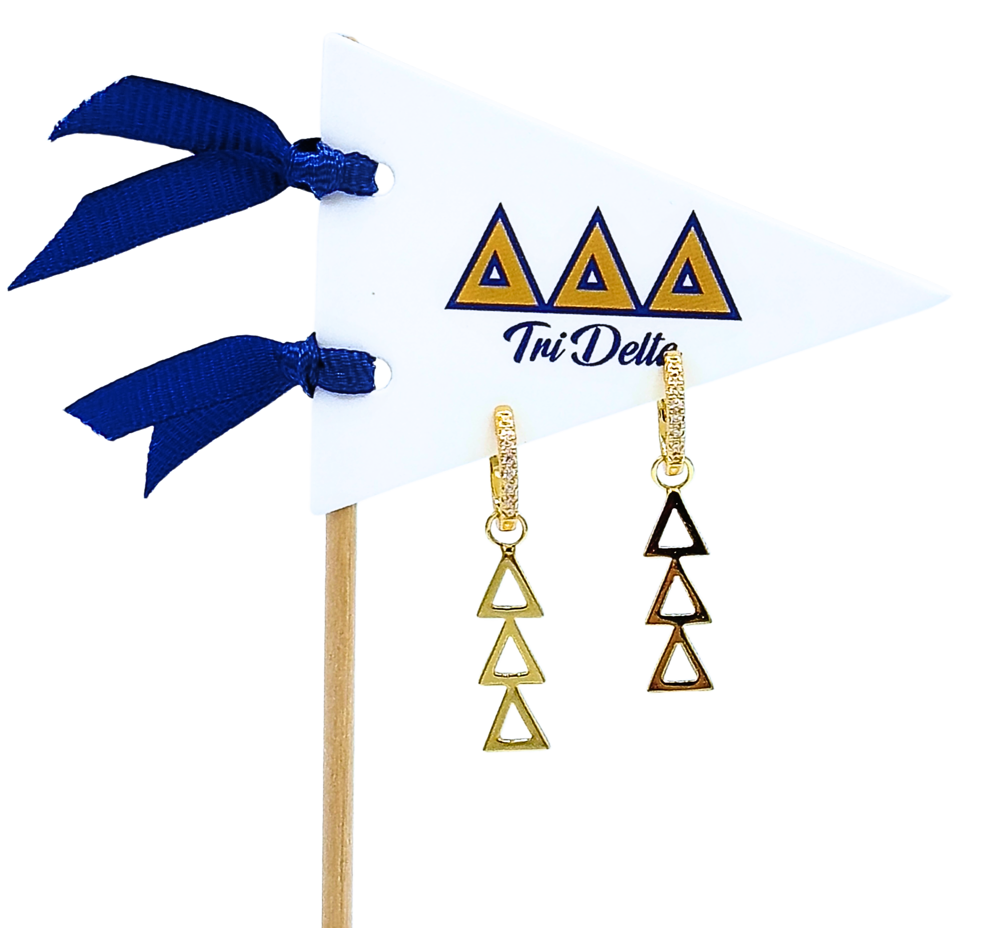 Color Shout Delta Delta Delta Greek Letter Huggie + Charm Earrings ...