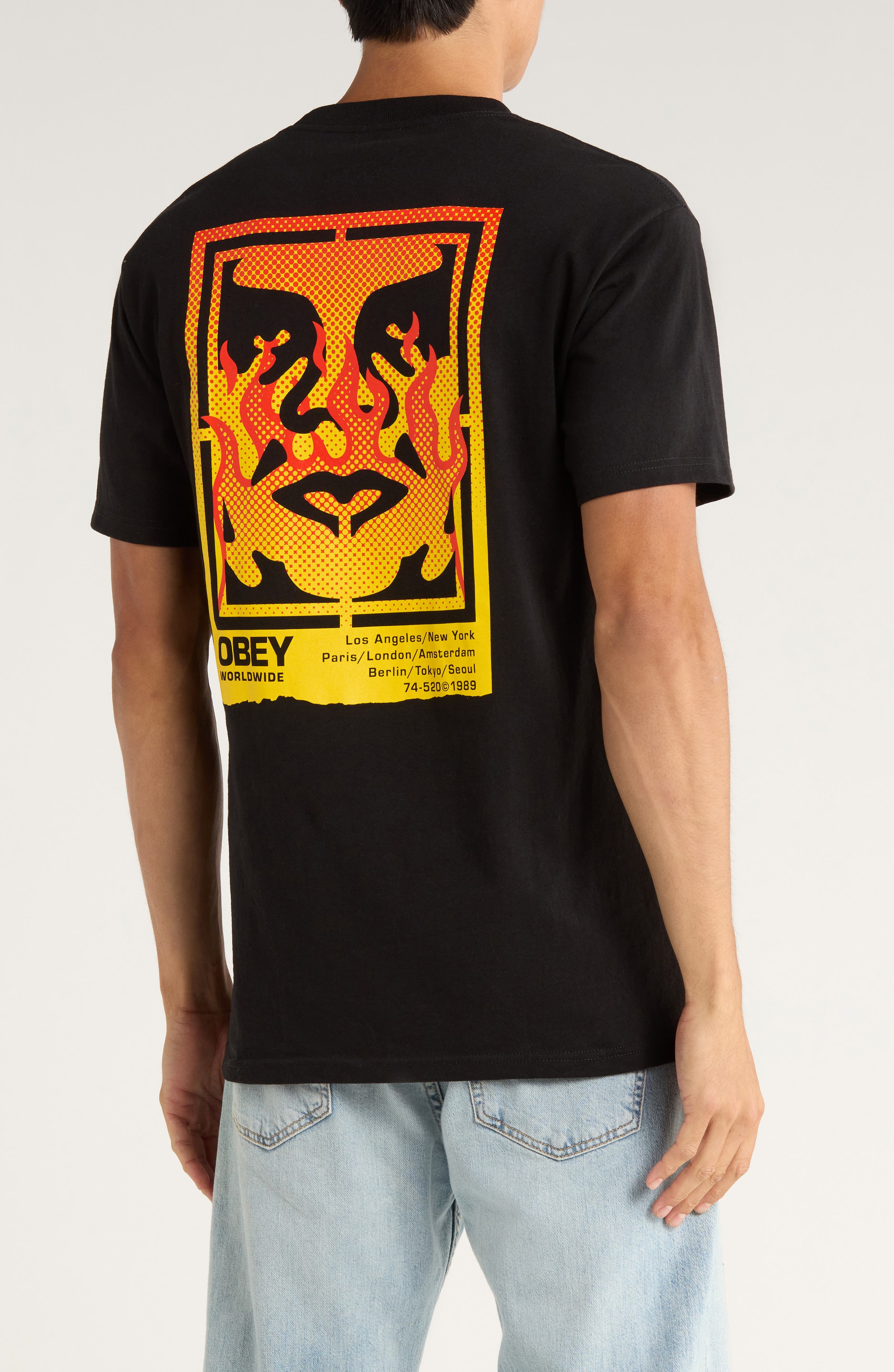 Obey Icon Stencil Flame Graphic T-Shirt | Nordstromrack