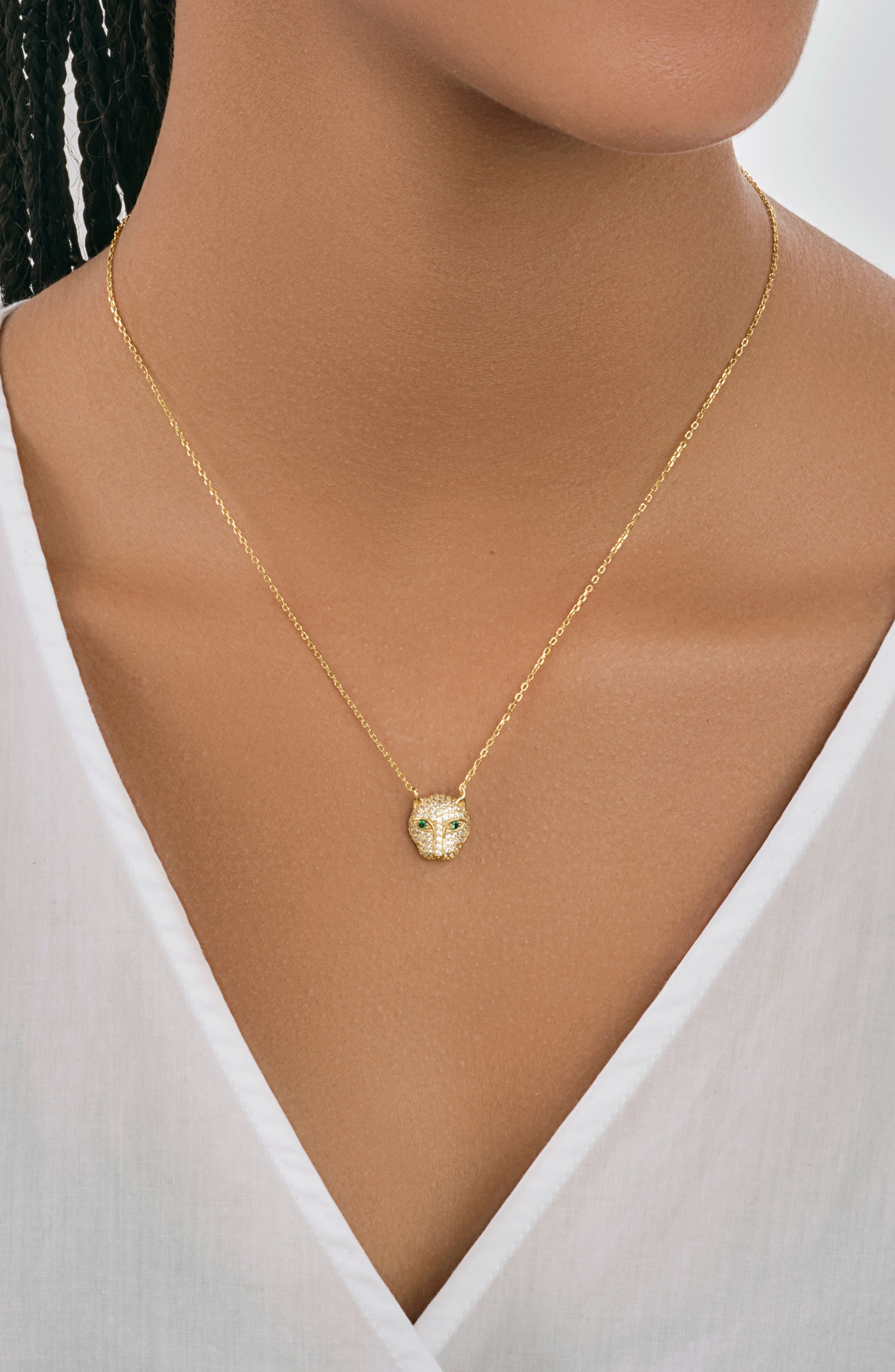 Sterling Forever 14K Gold Sterling Silver Jaguar CZ Pendant | Nordstromrack