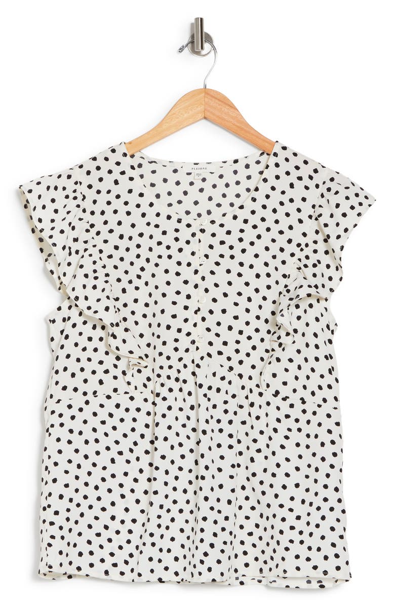 Pleione Printed Ruffle Sleeve Blouse | Nordstromrack