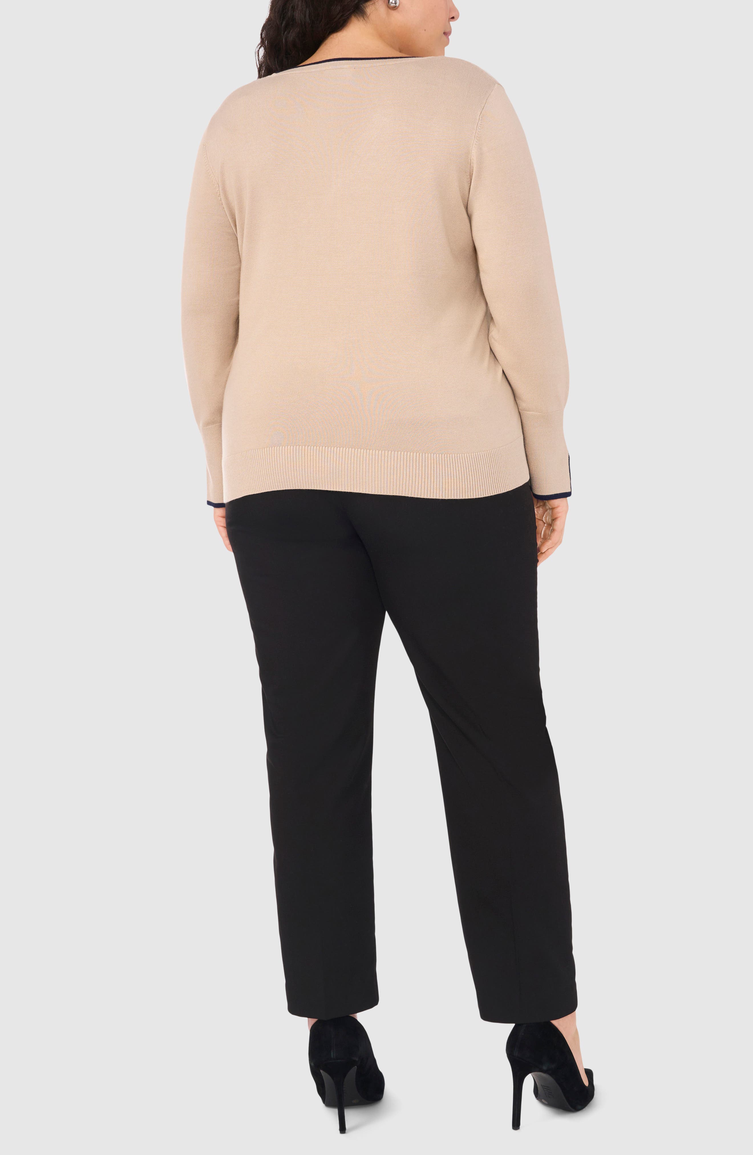 Halogen® Tipped Split Cuff V-Neck Sweater | Nordstromrack