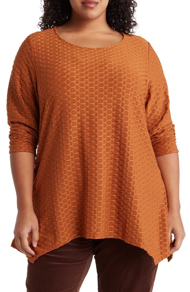 RUBY RD Geo Textured Sharkbite Hem Top | Nordstromrack