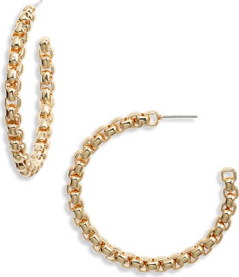 Open Edit Frozen Box Chain Hoop Earrings | Nordstromrack