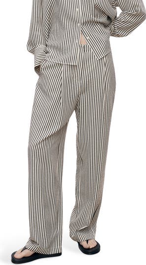 MANGO Stripe Textured Straight Leg Pants | Nordstromrack