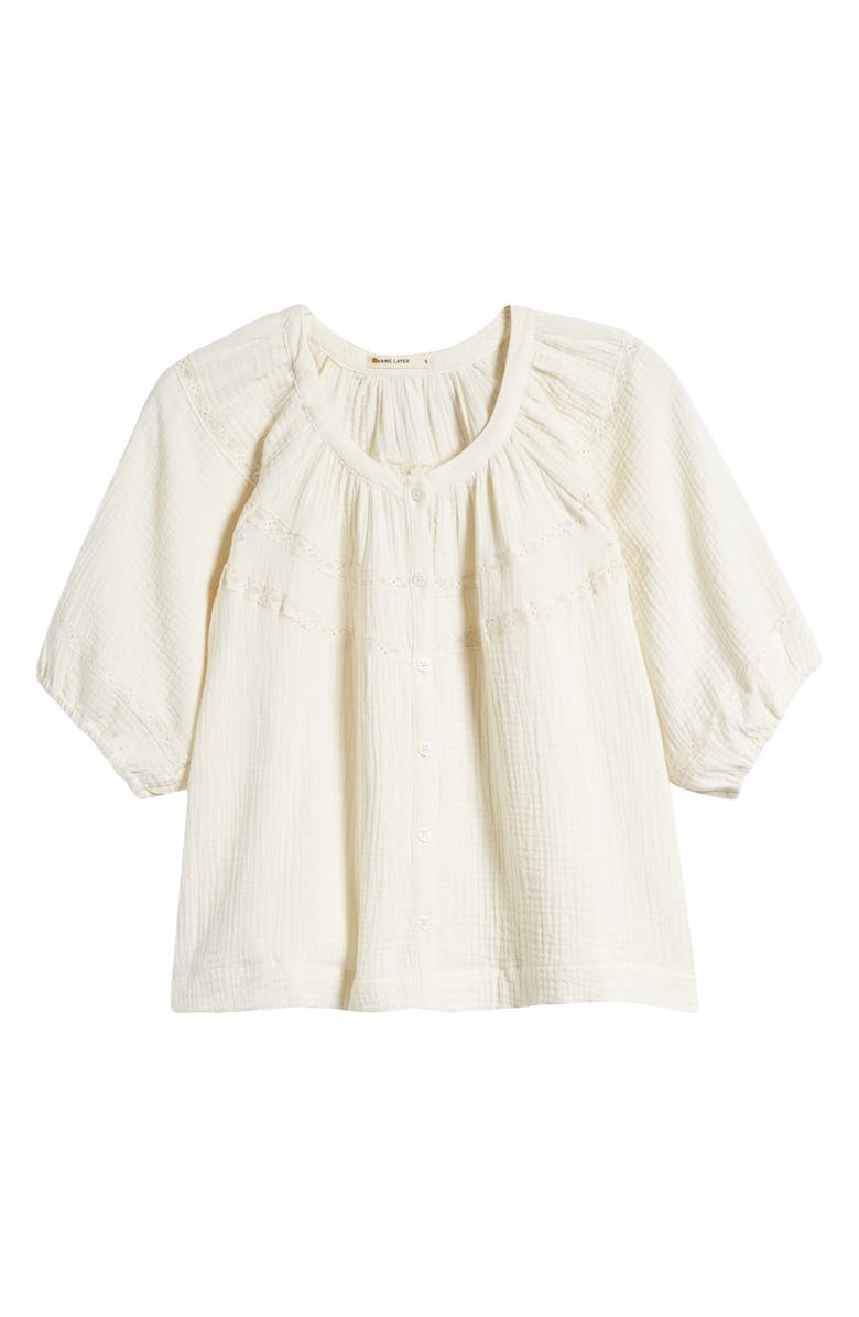 Marine Layer Wren Puff Sleeve Cotton Peasant Top | Nordstromrack
