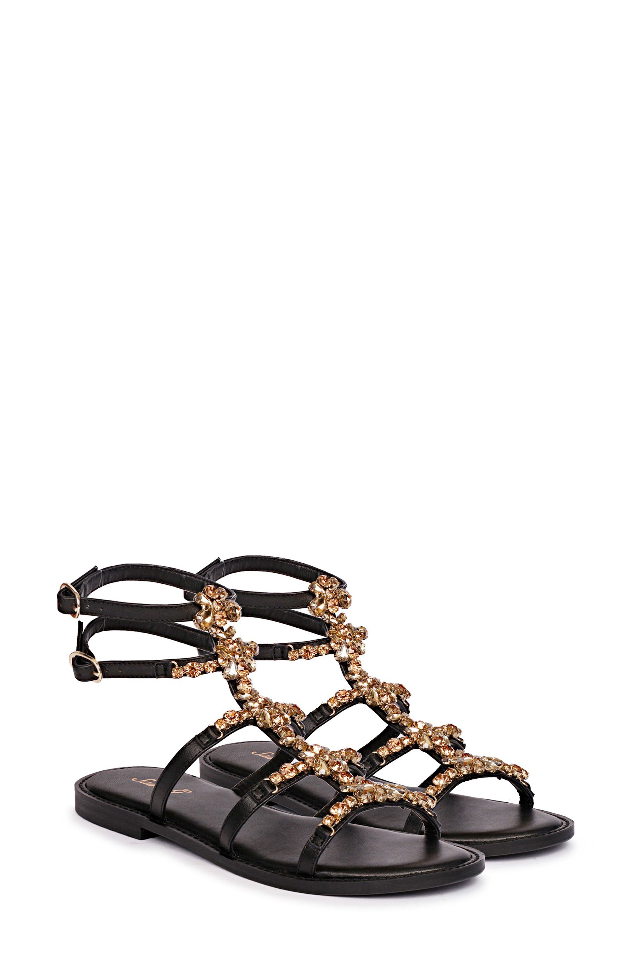 SAINT G Sienna Crystal Gladiator Sandal (Women) | Nordstromrack