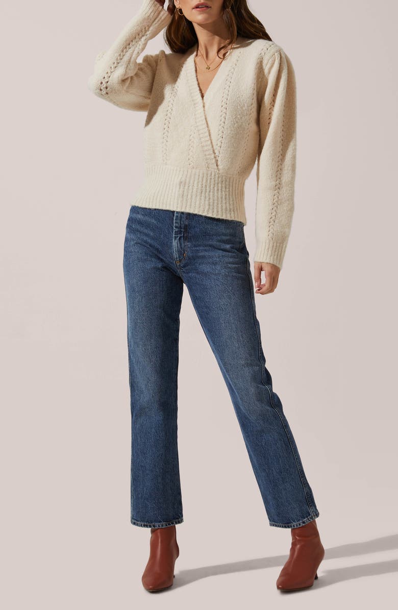 ASTR the Label Wrap Front Pointelle Sweater | Nordstrom