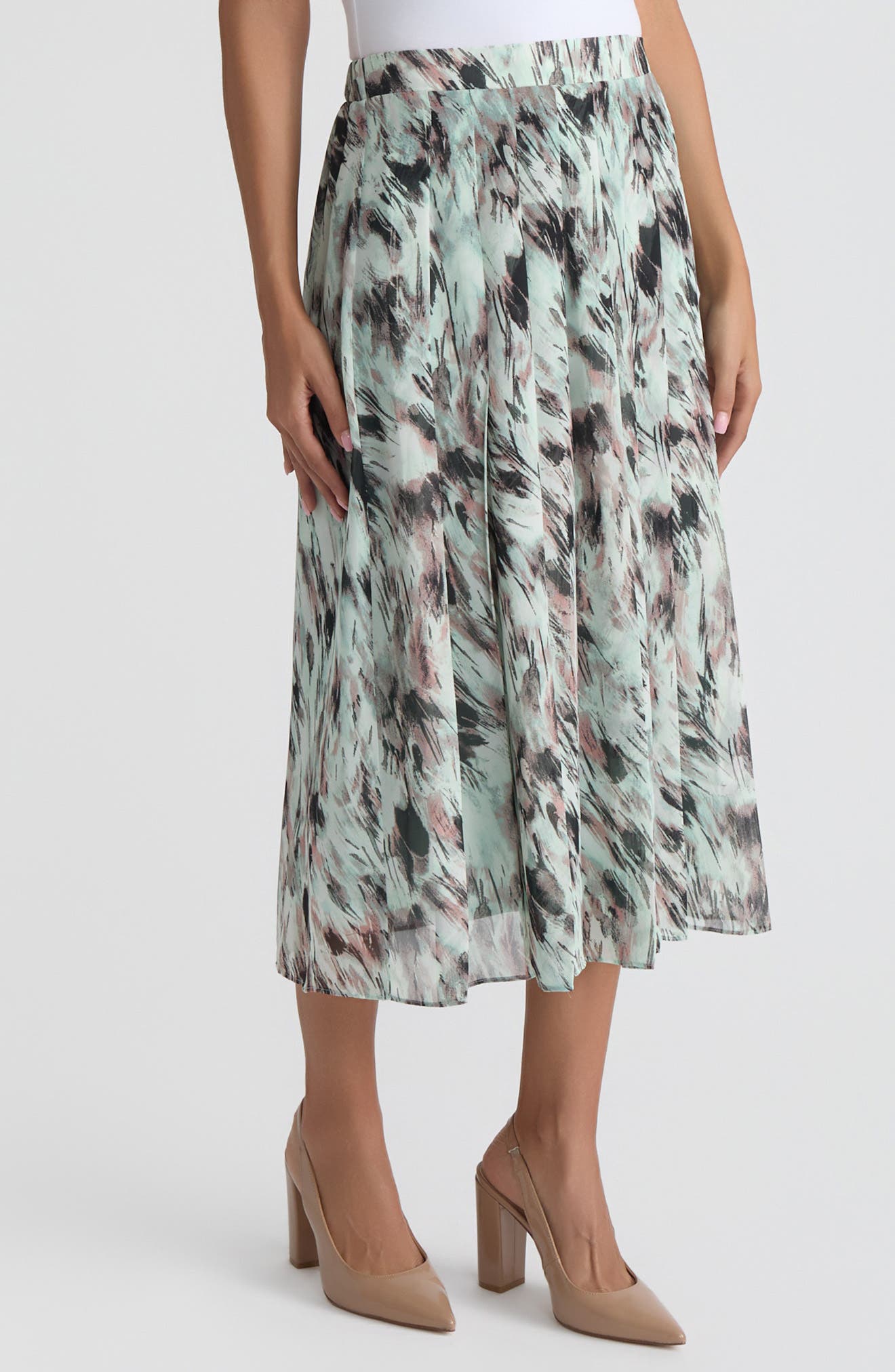 Abstract Print Pull-On Midi Skirt (Women) | Nordstrom